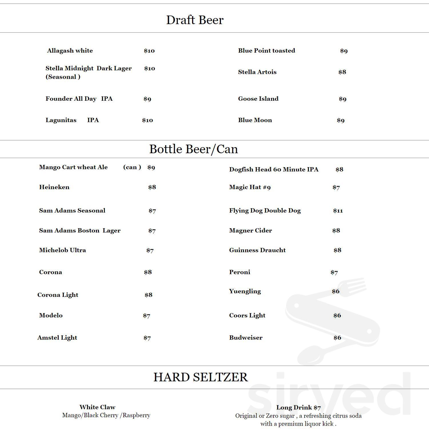 Spirit Bar & Restaurant menus in Edgewater, New Jersey, United States