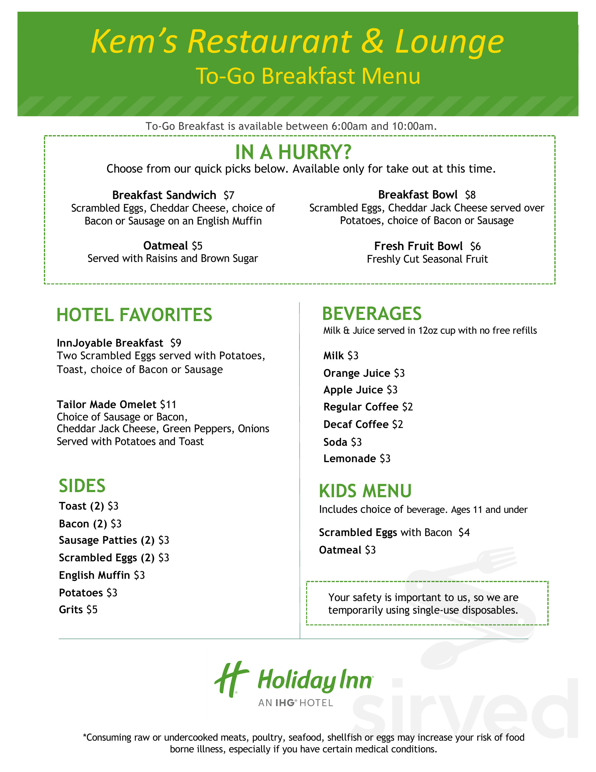 Kem's Restaurant & Bar menu in Lake Charles, Louisiana, USA