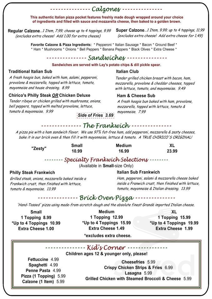 Chirico's Ristorante menus in Pikeville, Kentucky, United States