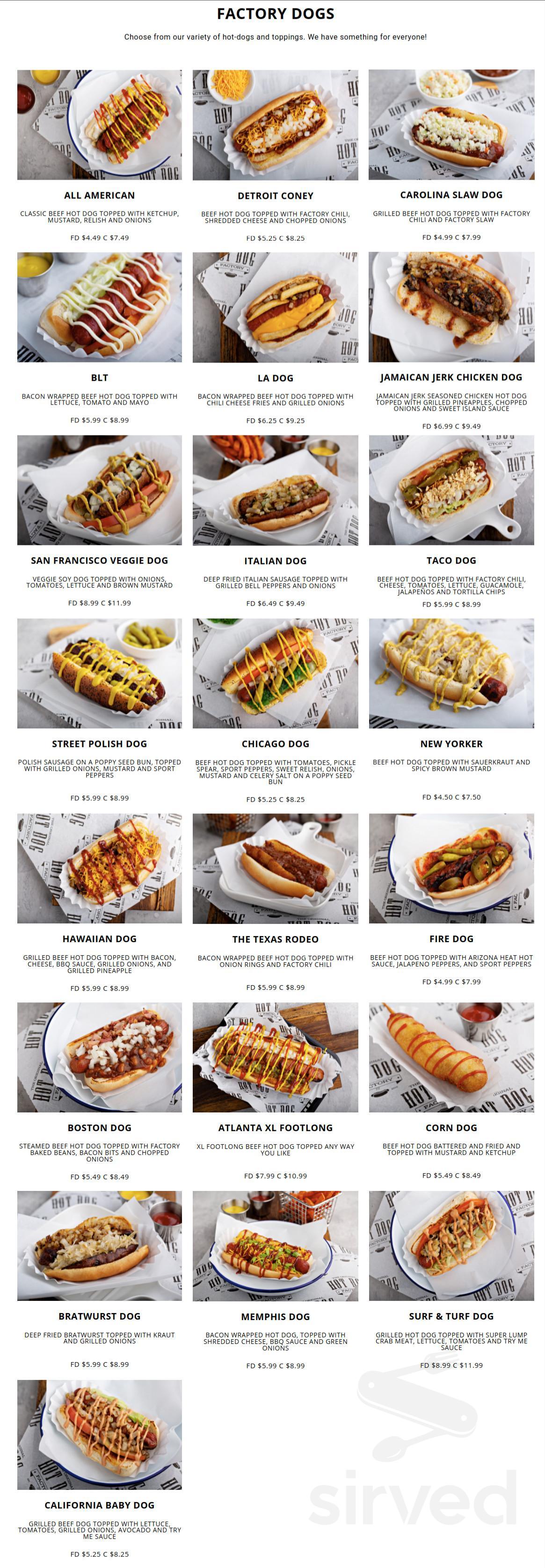 Menu - Columbus GA's The Hot Dog Factory | Sirved