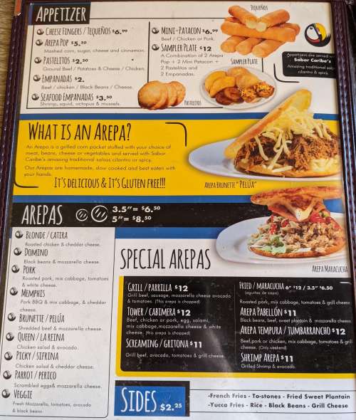 Sabor Caribe menu in Memphis, Tennessee, USA