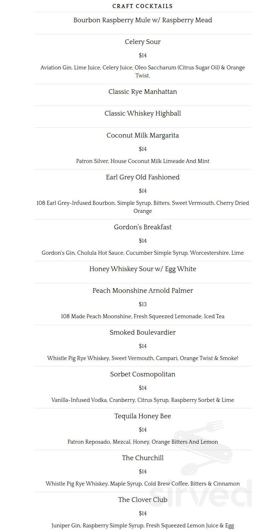 108 Tap House & Burger Bar menu in Ketchikan, Alaska, USA