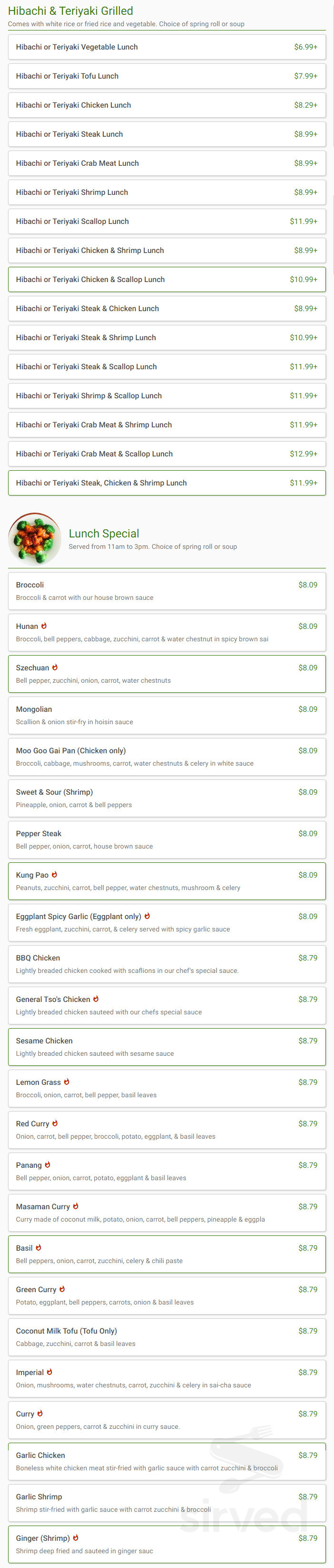 Menu - Pigeon Forge TN's Lee’s Fusion Cafe | Sirved