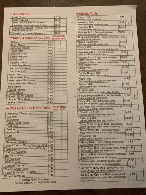 LuLu Asian Bistro menu in Fort Collins, Colorado, USA