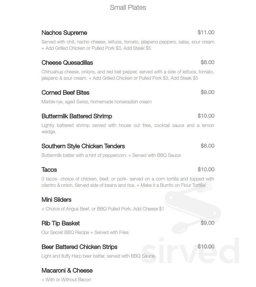 The Irish Legend menu in Willow Springs, Illinois, USA