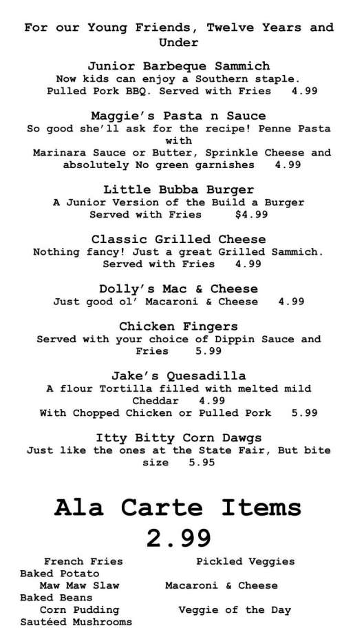Foxfire Grille menu in Snowshoe, West Virginia, USA