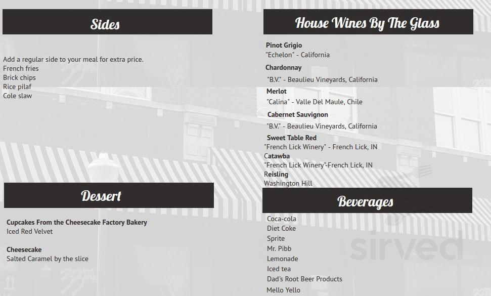 33 Brick Street menu in French Lick, Indiana, USA