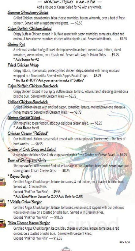 Parish on Cherry menu in Macon, Georgia, USA