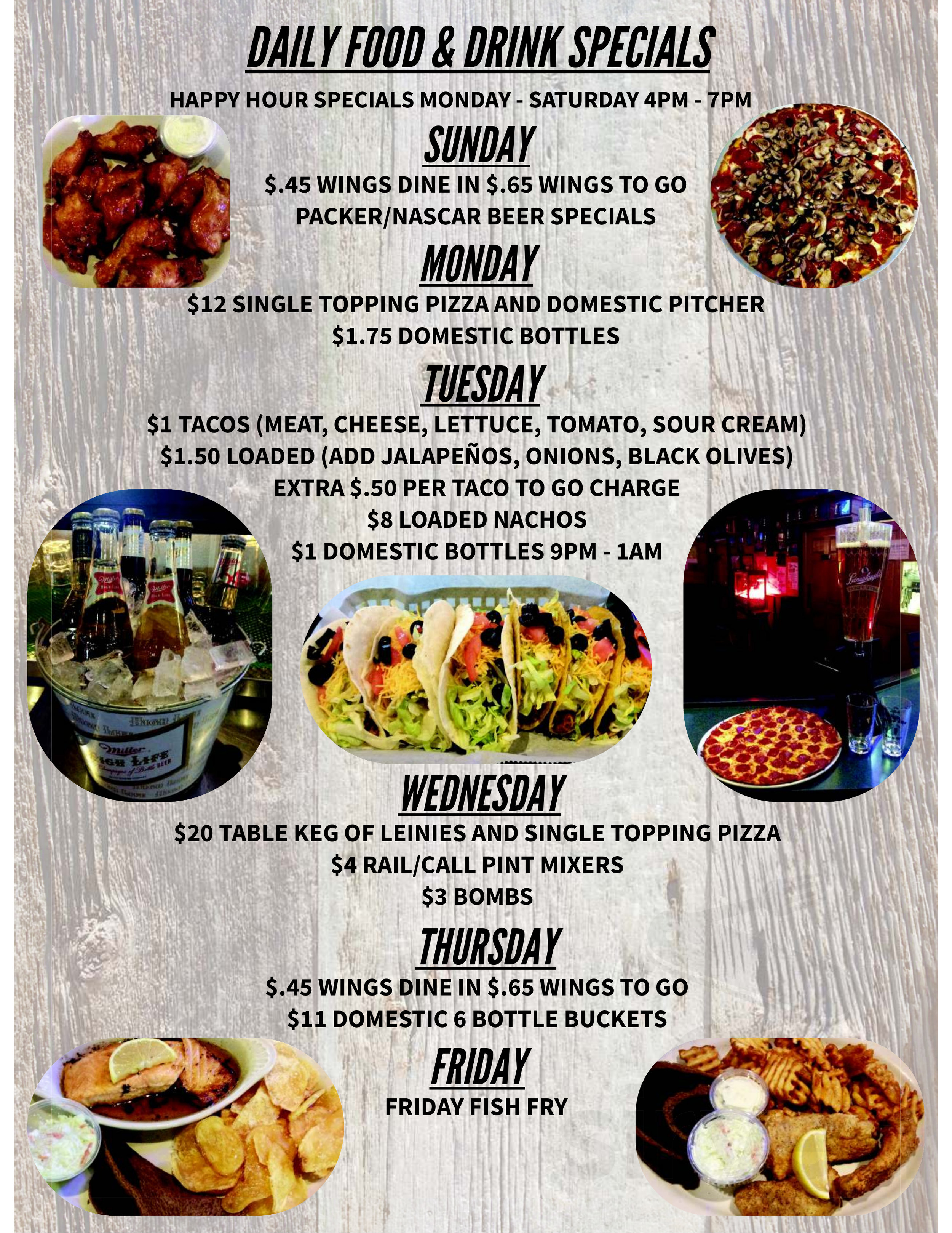 Woodshed Bar & Grill menu in Neenah, Wisconsin, USA