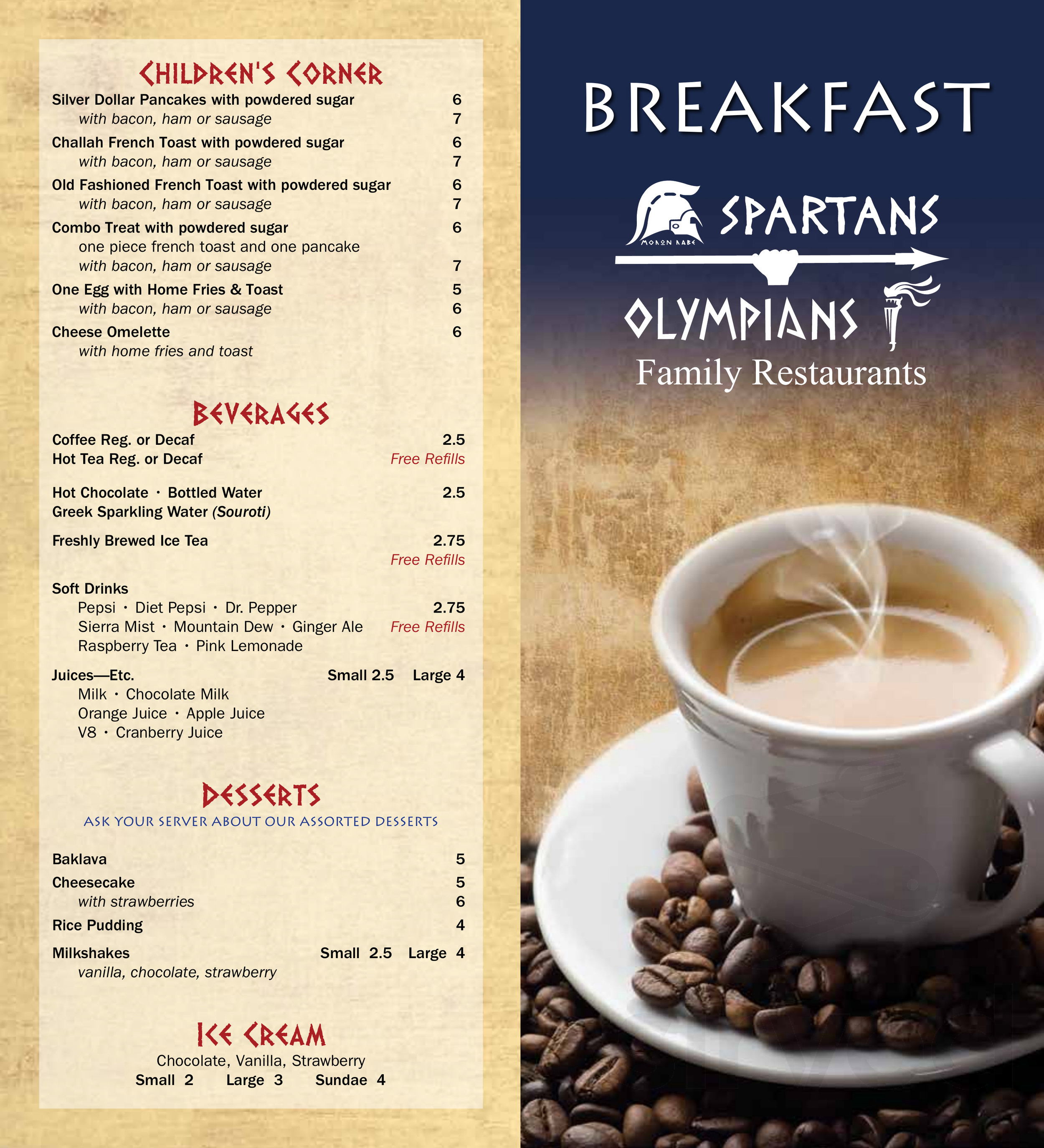 Spartans Family Restaurant menu in Burke, Virginia, USA