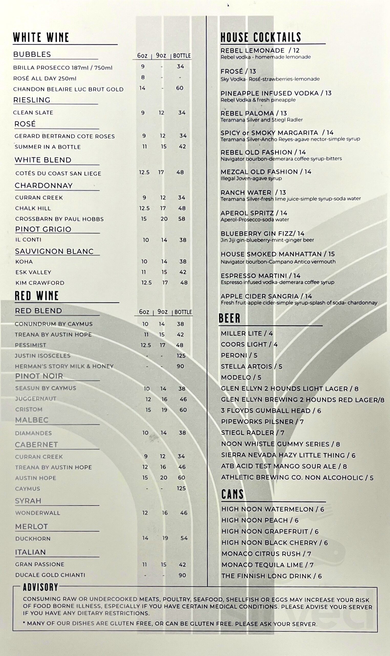 Menu for Rebel Kitchen + Bar in Lombard, IL | Sirved