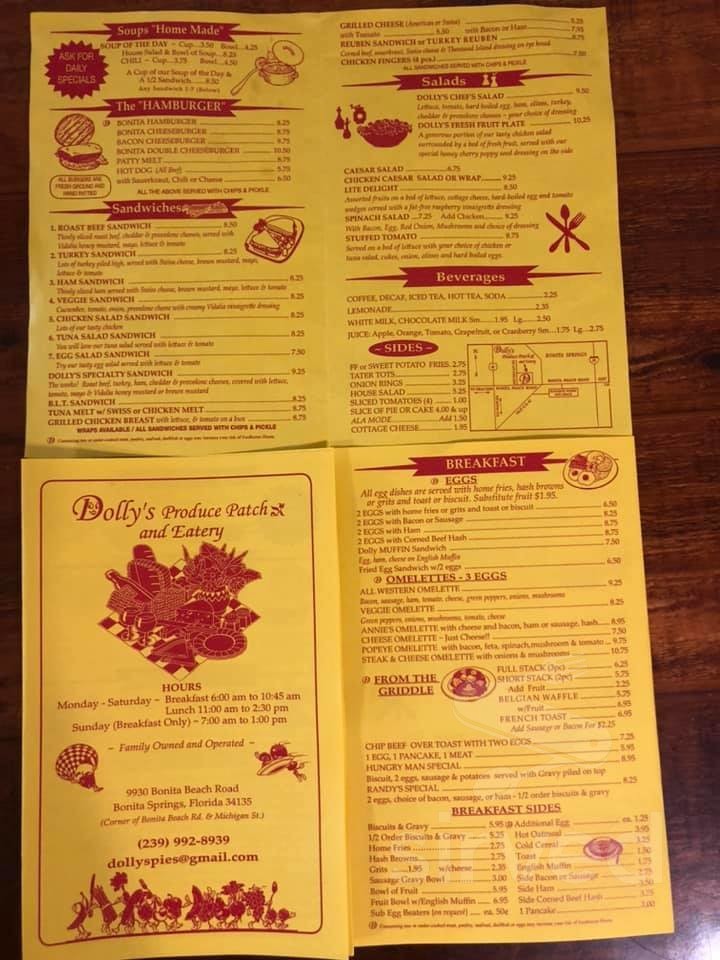 Dolly's Produce Patch and Eatery menu in Bonita Springs, Florida, USA
