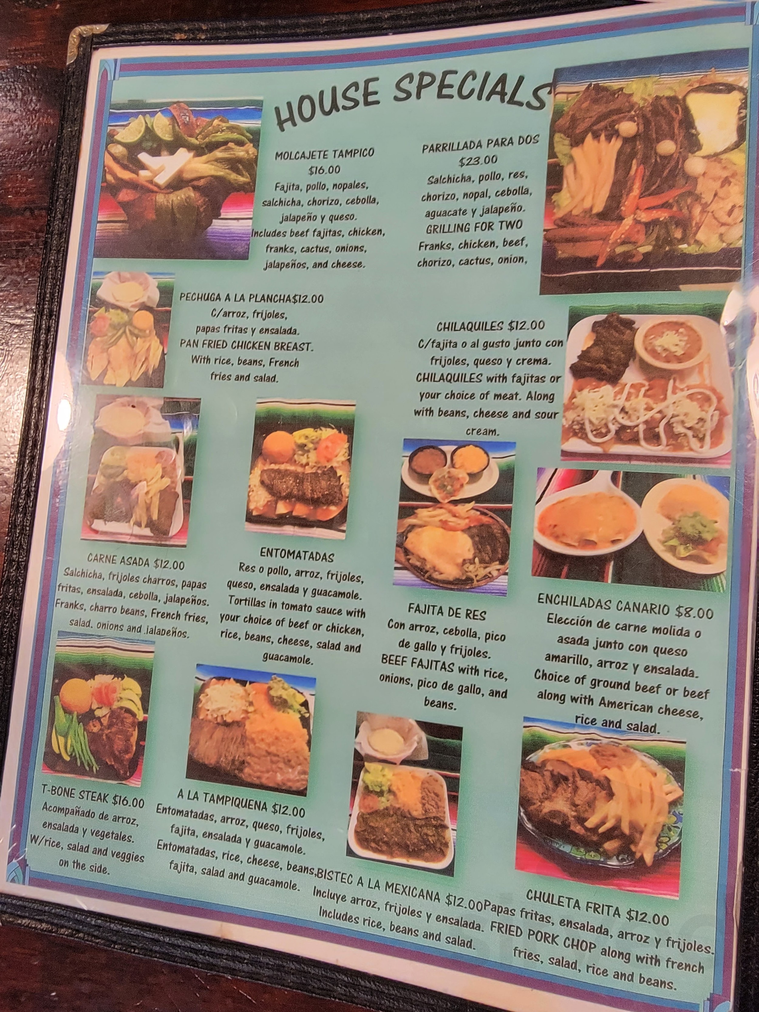 El Tampico Mexican Restaurant menu in Houma, Louisiana, USA