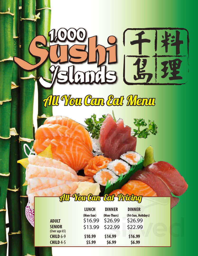 1000 Sushi Islands menu in Nepean, Ontario, Canada