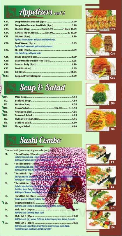 Menu - Nepean ON's 1000 Sushi Islands | Sirved