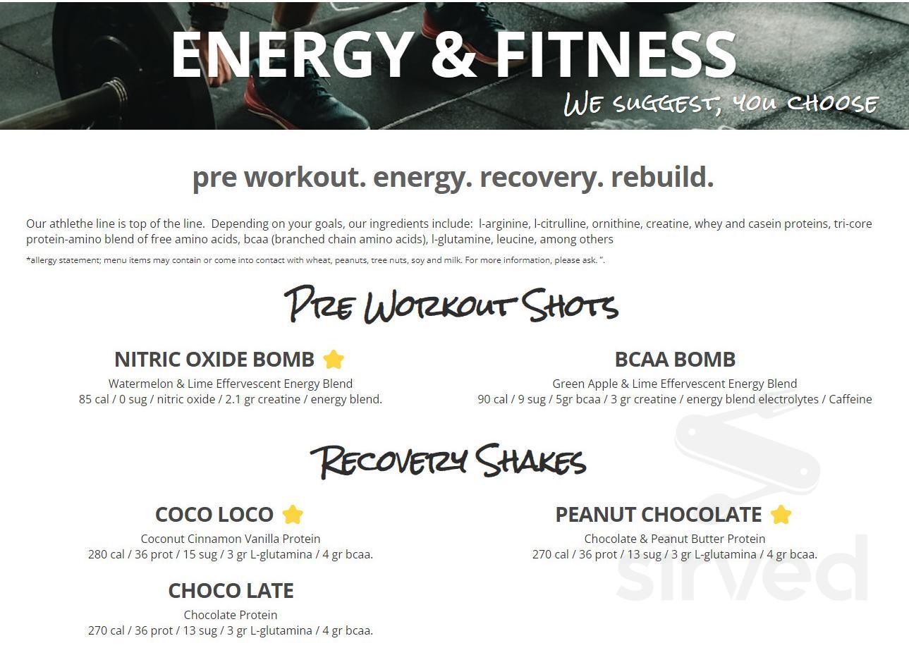 Menu - Miami Beach FL's SOBE Protein Bar | Sirved