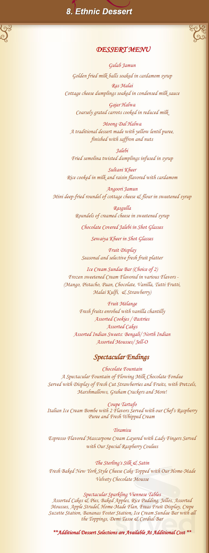 The Sterling menu in Bethpage, New York, USA
