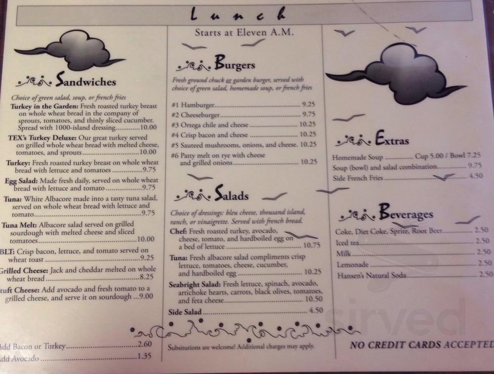 Seabreeze Café menu in Santa Cruz, California, USA