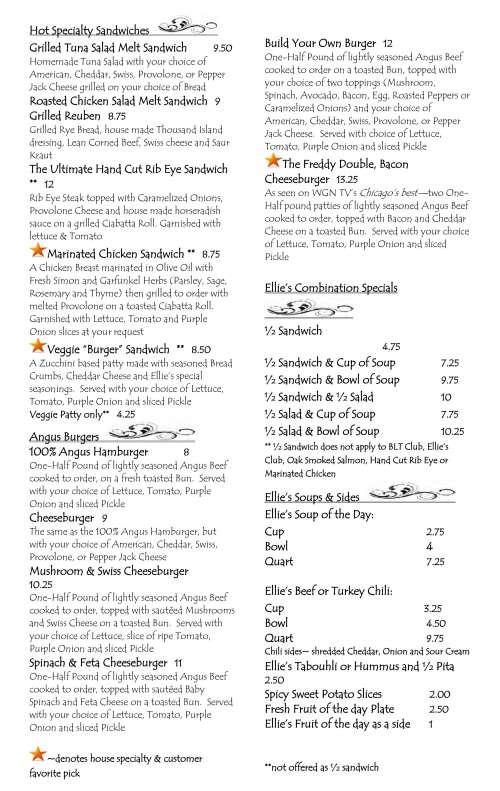 Ellie's Cafe menu in Chicago, Illinois, USA