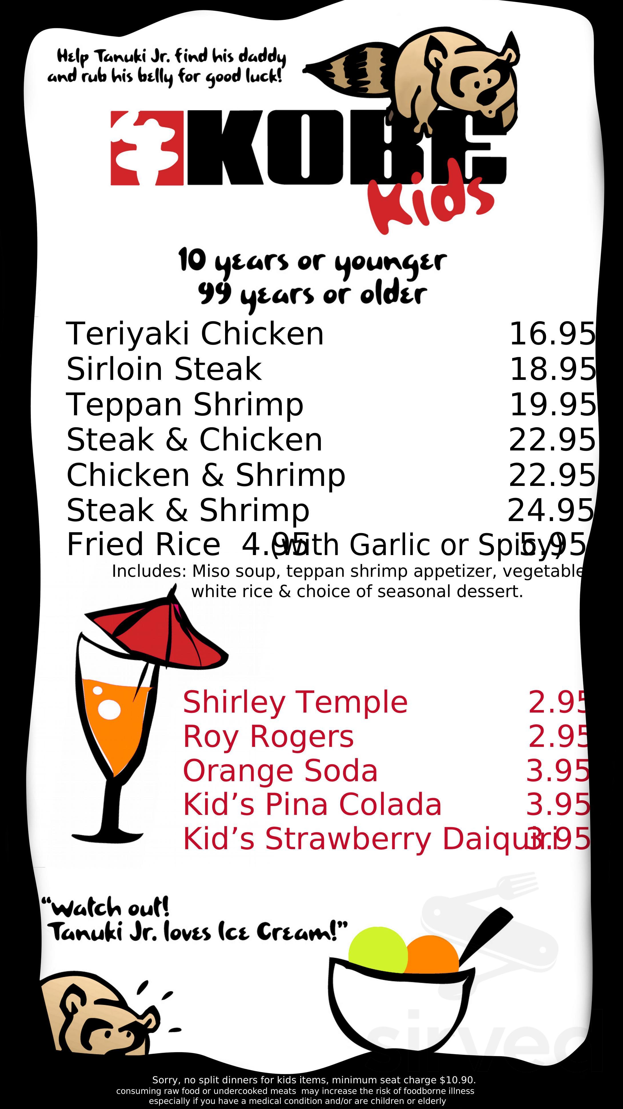 Kobe Japanese Steak House menus in Rancho Mirage, California, United States