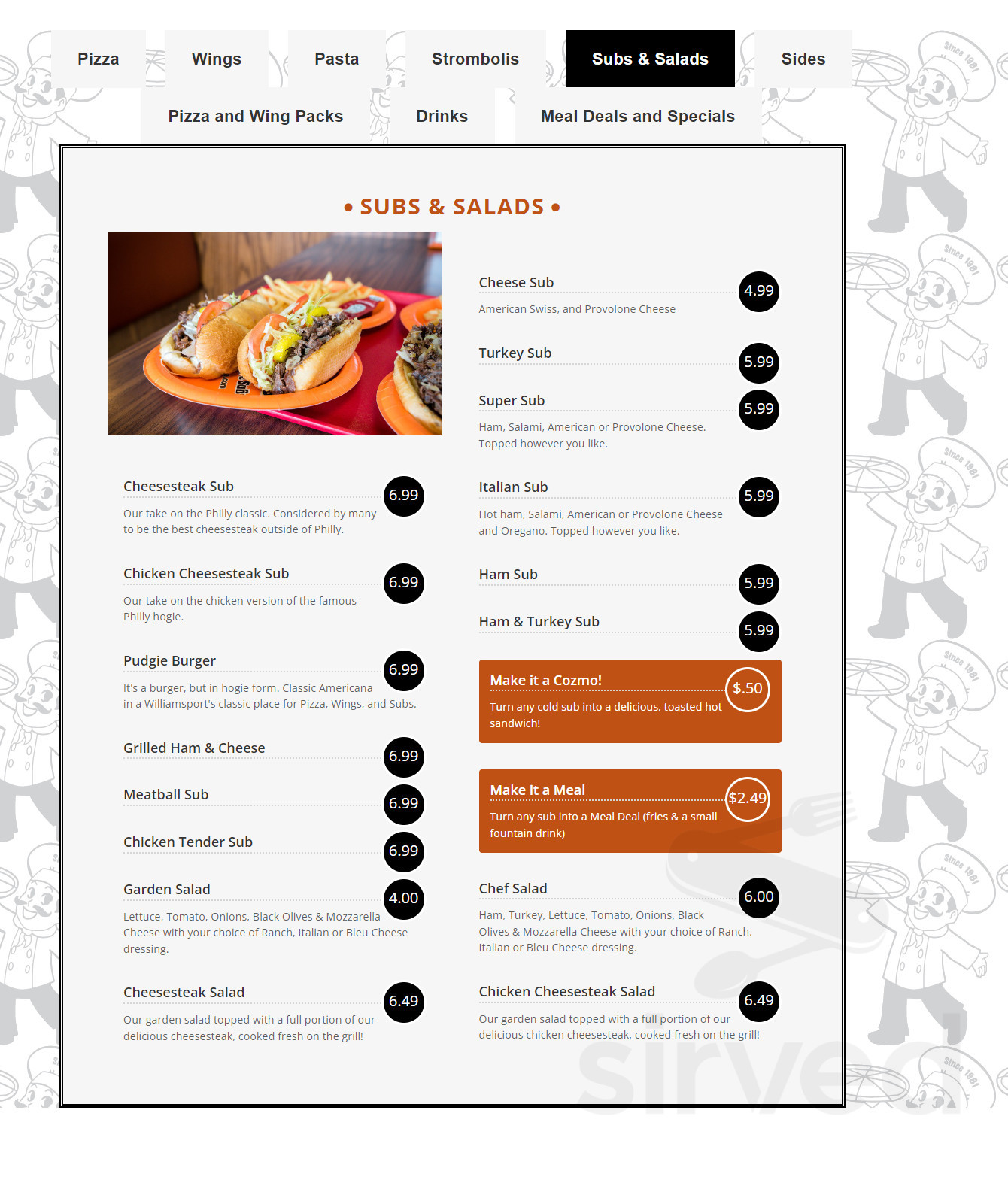 Pudgies Montoursville menu in Montoursville, Pennsylvania, USA