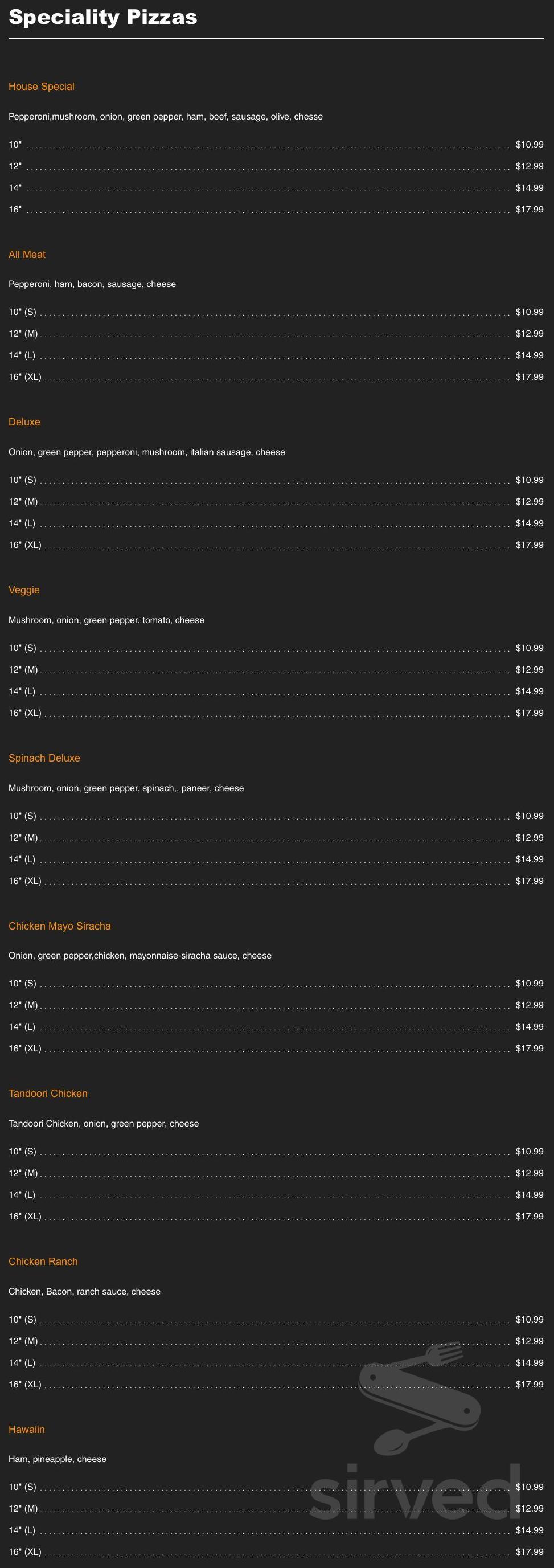 The Pizza Boxx( Red Deer) menu in Red Deer, Alberta, Canada