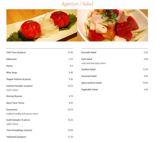 Vic Sushi Bar menu in Philadelphia, Pennsylvania, USA