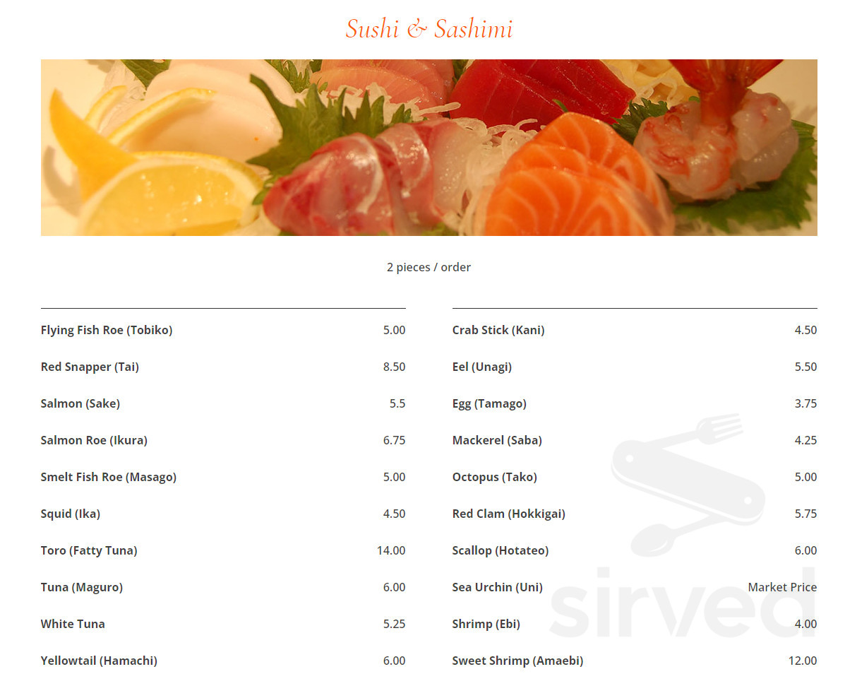 Vic Sushi Bar menu in Philadelphia, Pennsylvania, USA