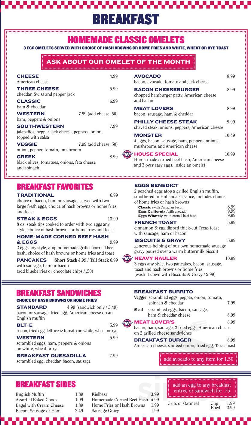 Menu for Whately Diner in Whately, MA | Sirved