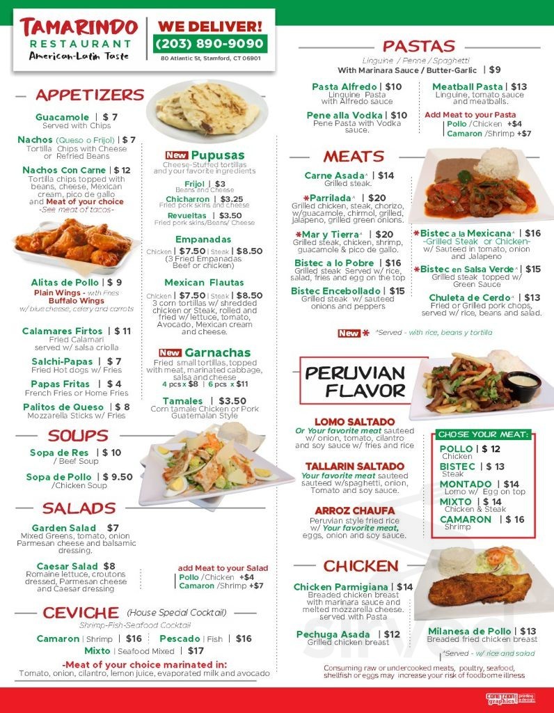Tamarindo Restaurant menu in Stamford, Connecticut, USA