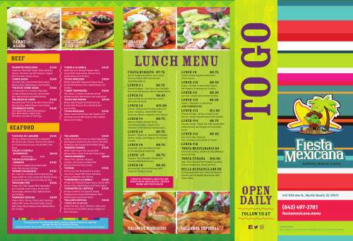 Fiesta Mexicana menu in Myrtle Beach, South Carolina, USA