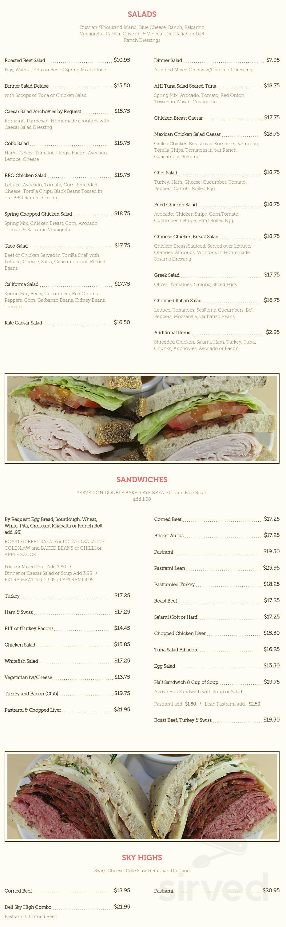 Jerry's Famous Deli menus in Studio City, California, United States