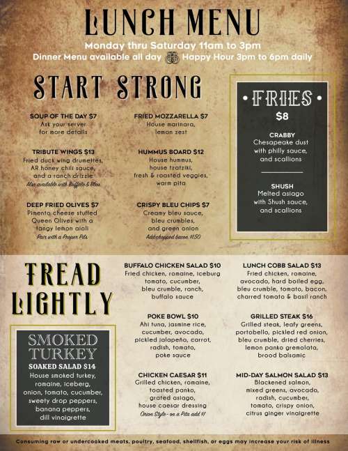 Brood and Barley menu in North Little Rock, Arkansas, USA