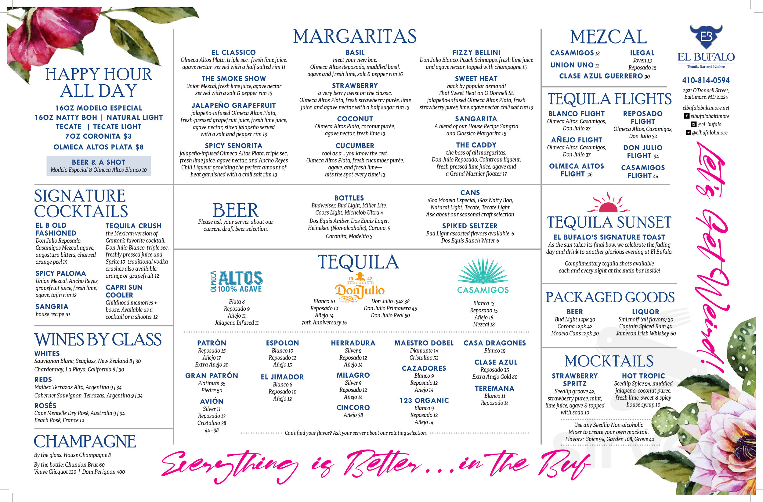 El Bufalo Tequila Bar & Kitchen menu in Baltimore, Maryland, USA