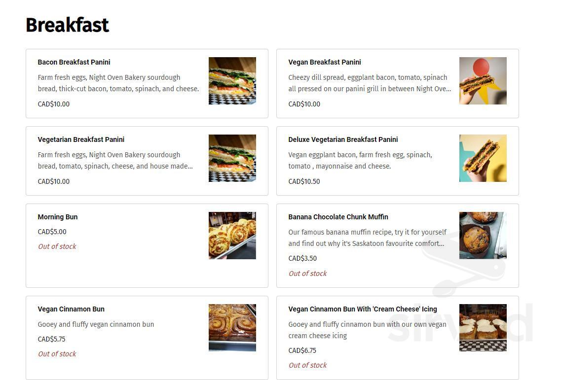 Citizen Cafe and Bakery menu in Saskatoon, Saskatchewan, Canada