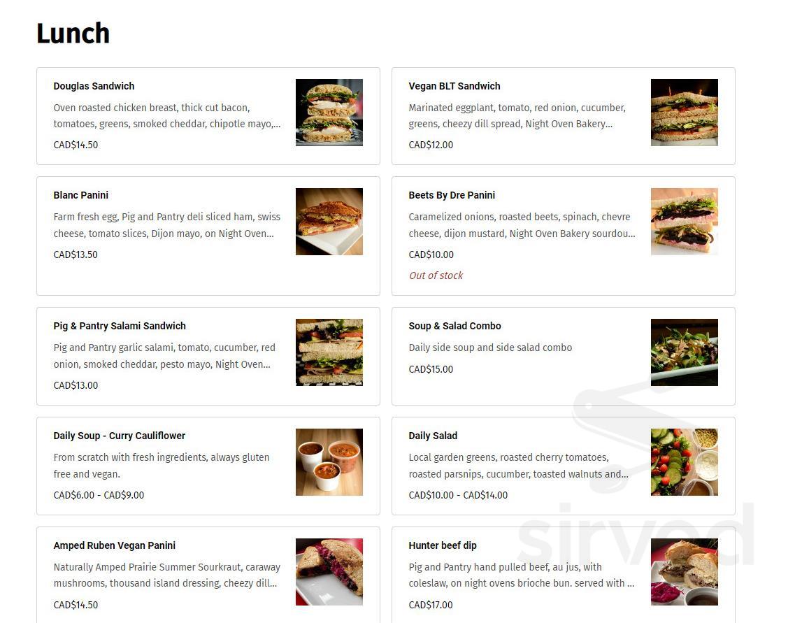 Citizen Cafe and Bakery menu in Saskatoon, Saskatchewan, Canada