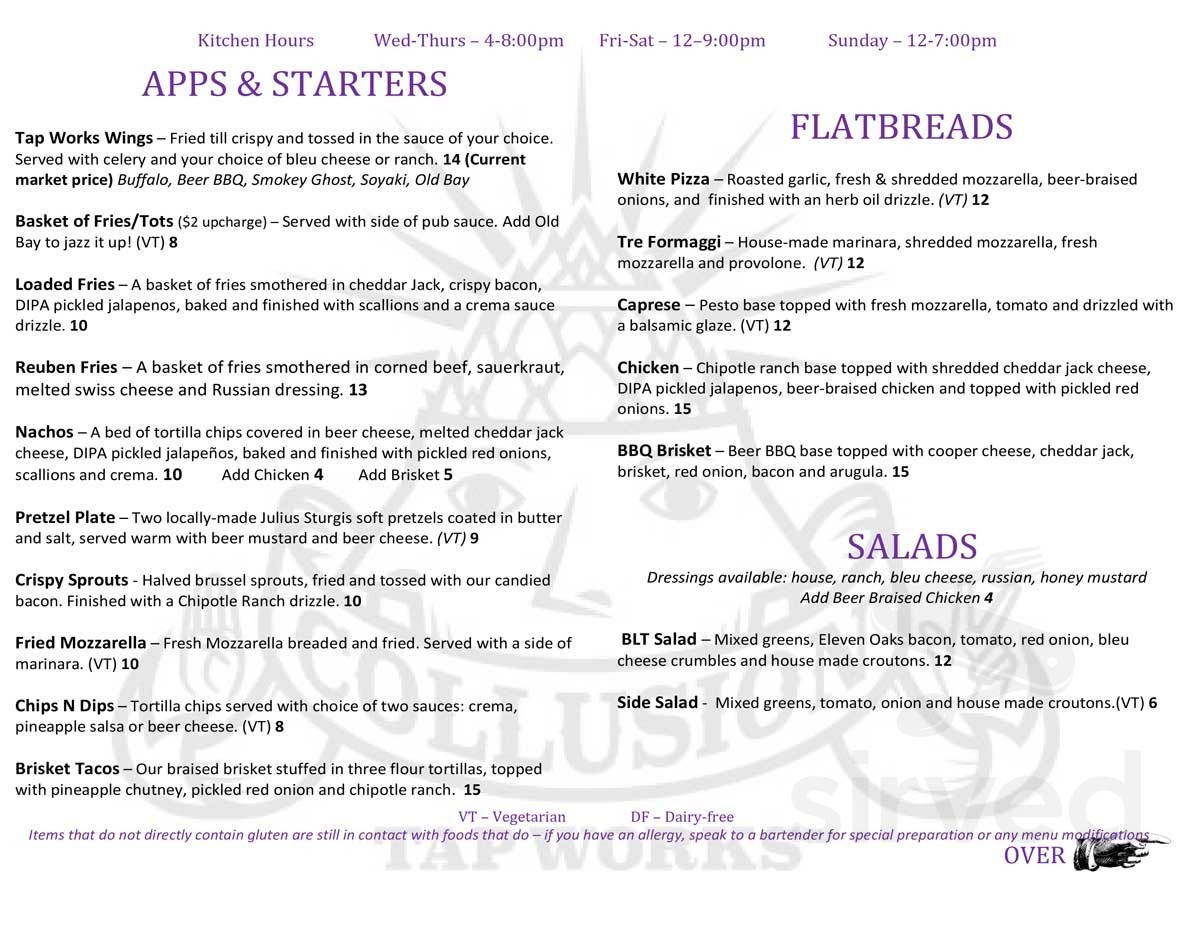 Collusion Lititz menu in Lititz, Pennsylvania, USA