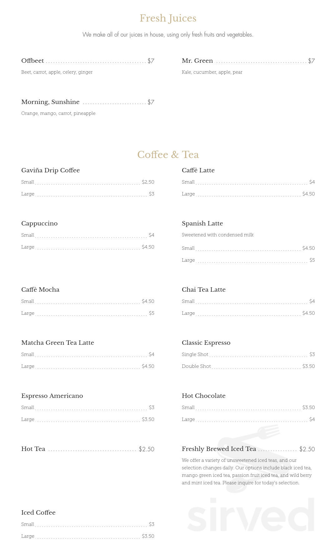 Malaga Cove Ranch Market menu in Palos Verdes Estates, California, USA