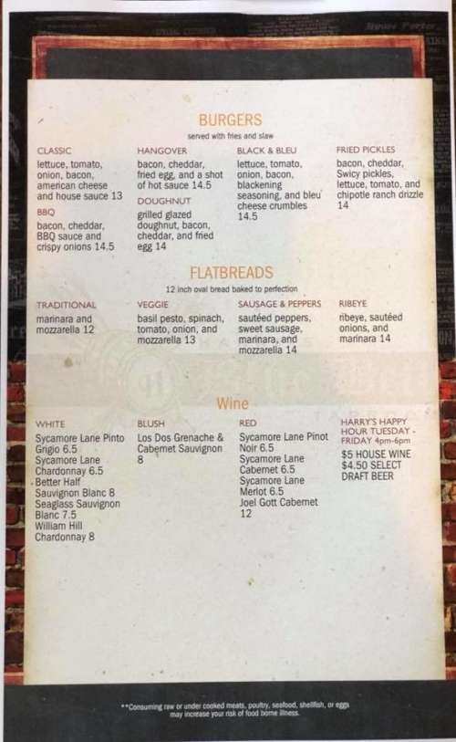 Harry's Blue Bell Taproom (but we moved to Ambler, word?) menu in ...