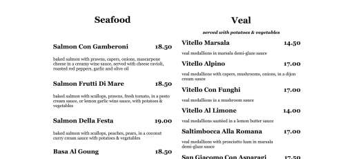 Chianti Café Menu - Calgary, Alberta | Sirved