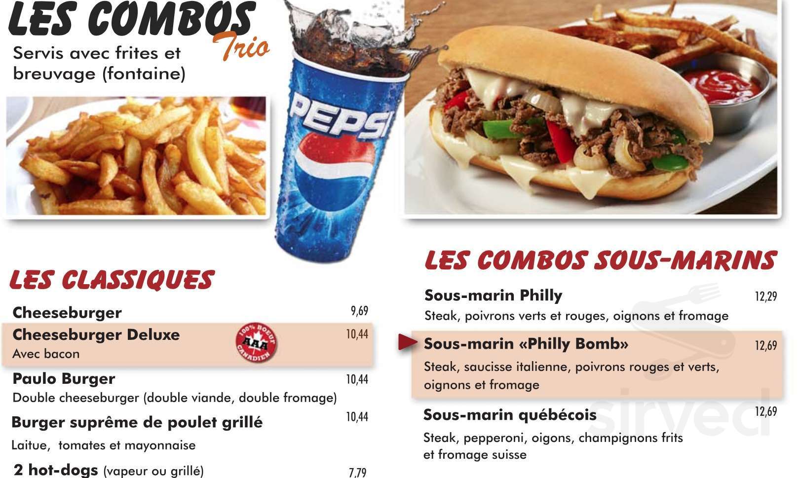 Restaurant Paulo & Suzanne menu in Montréal, Quebec, Canada