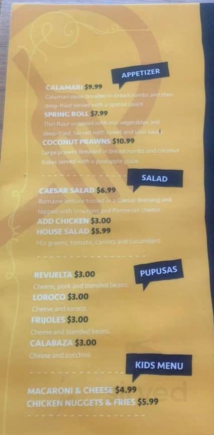 Evelyn's Restaurant menu in Marina, California, USA