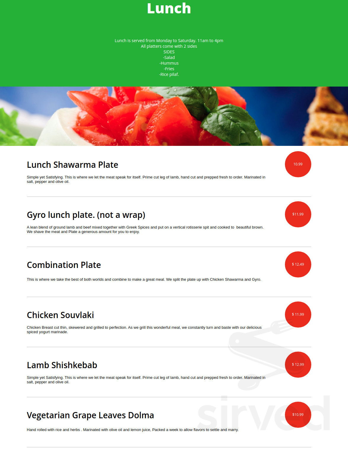 Sahara Cafe. Mediterranean Cuisine menus in Tallahassee, Florida ...