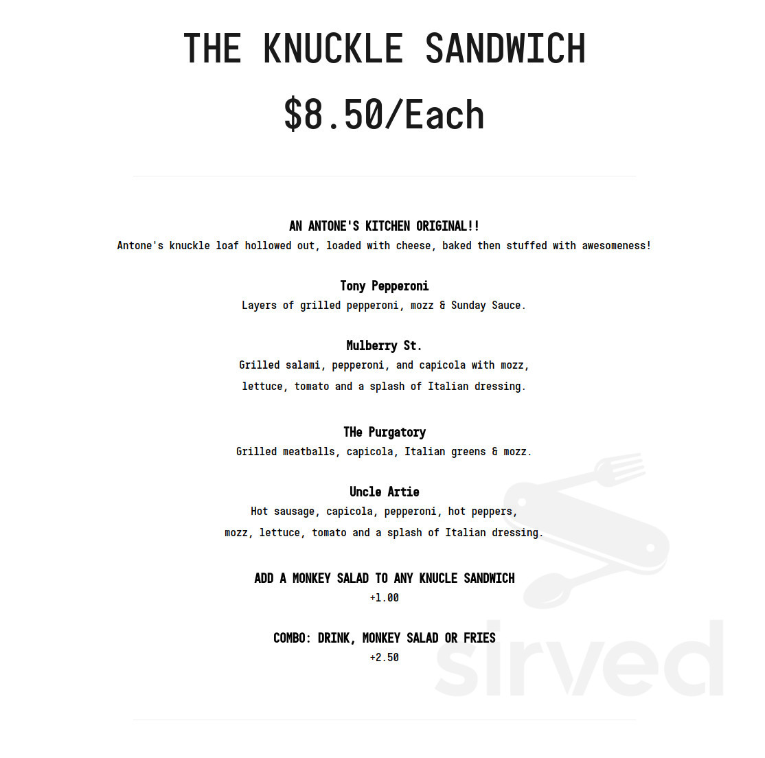 Antone's Kitchen Salem menus in Salem, Ohio, United States