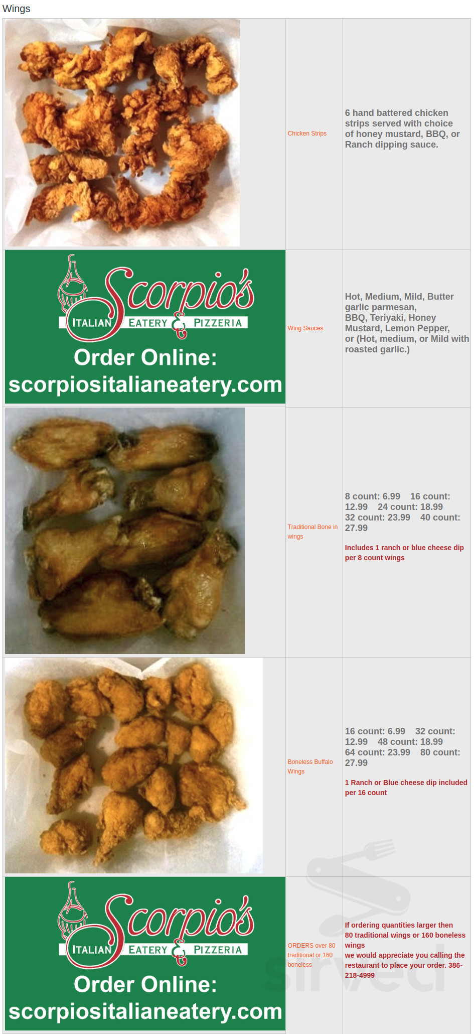 Scorpio's Family Pizzeria menus in Deltona, Florida, United States