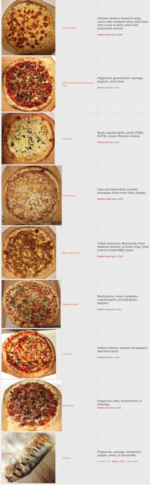 Scorpio's Family Pizzeria menu in Deltona, Florida, USA