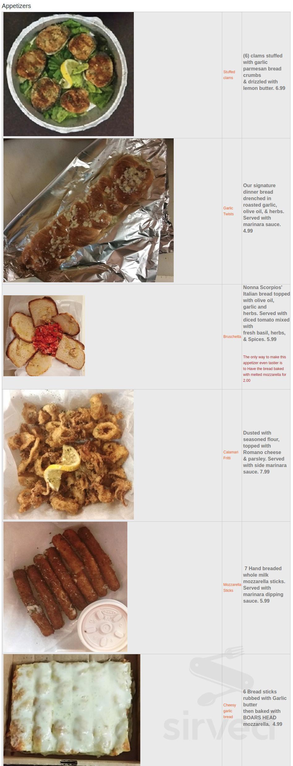 Scorpio's Family Pizzeria menus in Deltona, Florida, United States