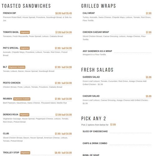 High Society Cheesecake menu in Lincoln, Nebraska, USA