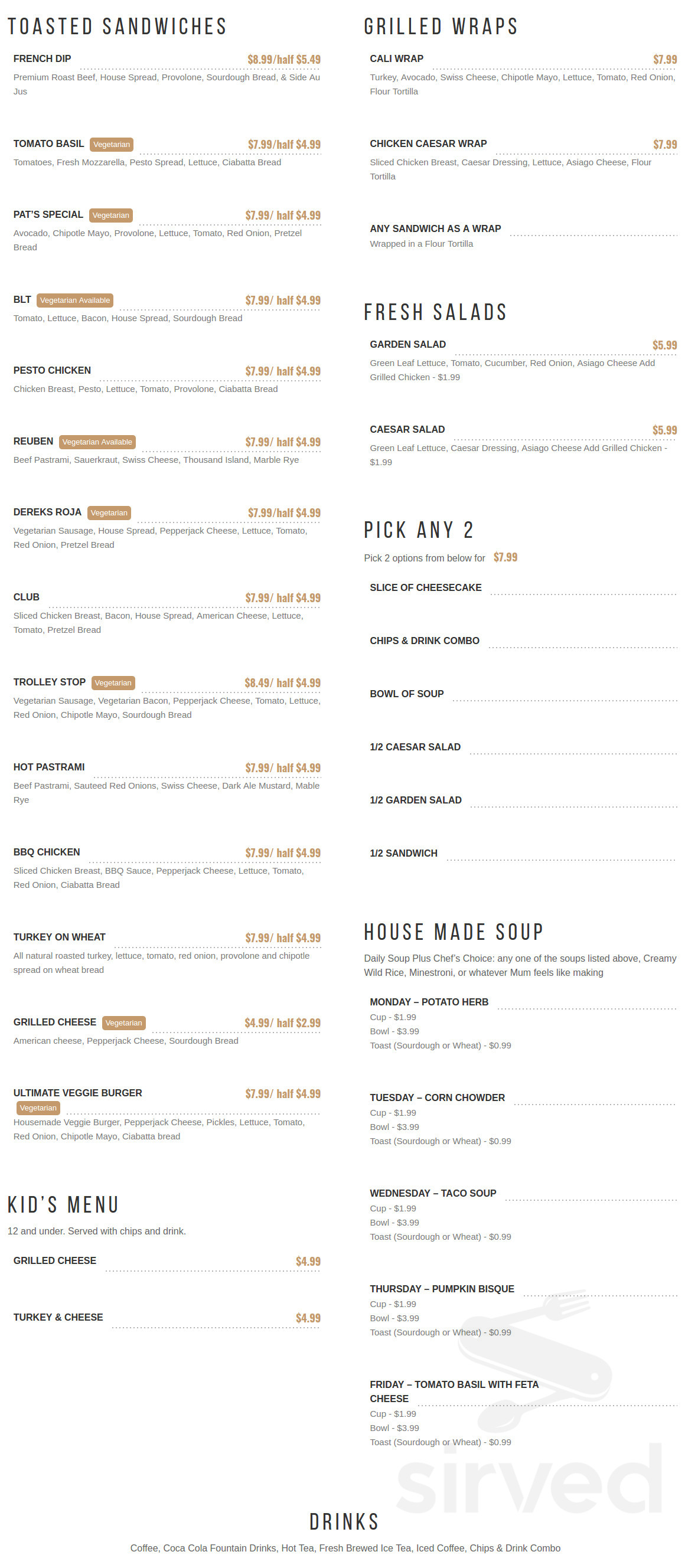 High Society Cheesecake menu in Lincoln, Nebraska, USA