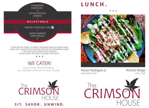 The Crimson House menu in Pottsville, Pennsylvania, USA